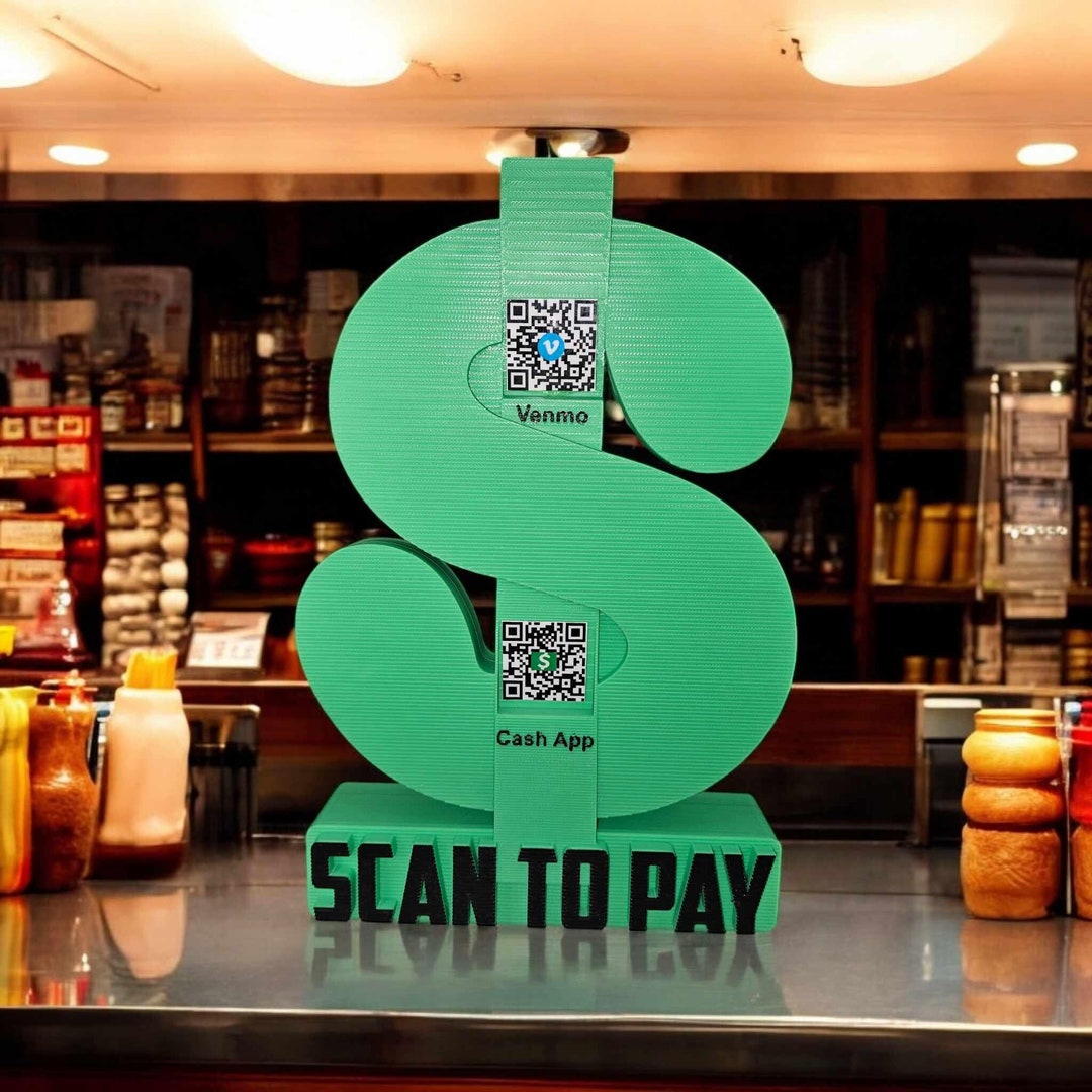 QR Code Payment Sign Custom 3D Printed Dollar Sign Scan to Pay. for ...
