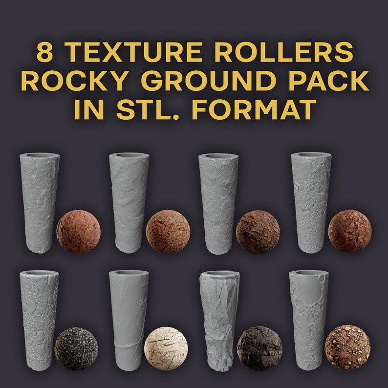 8 Texture Rollers Rocky Ground Pack in STL. Format - Etsy