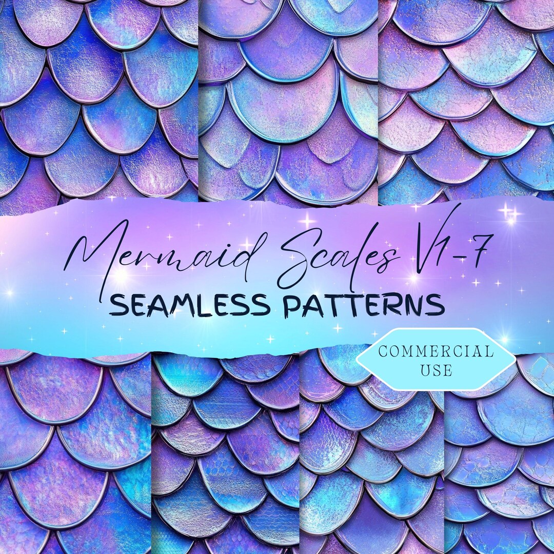 Mermaid Scale Seamless Pattern: Fantasy Digital Paper (commercial Use ...
