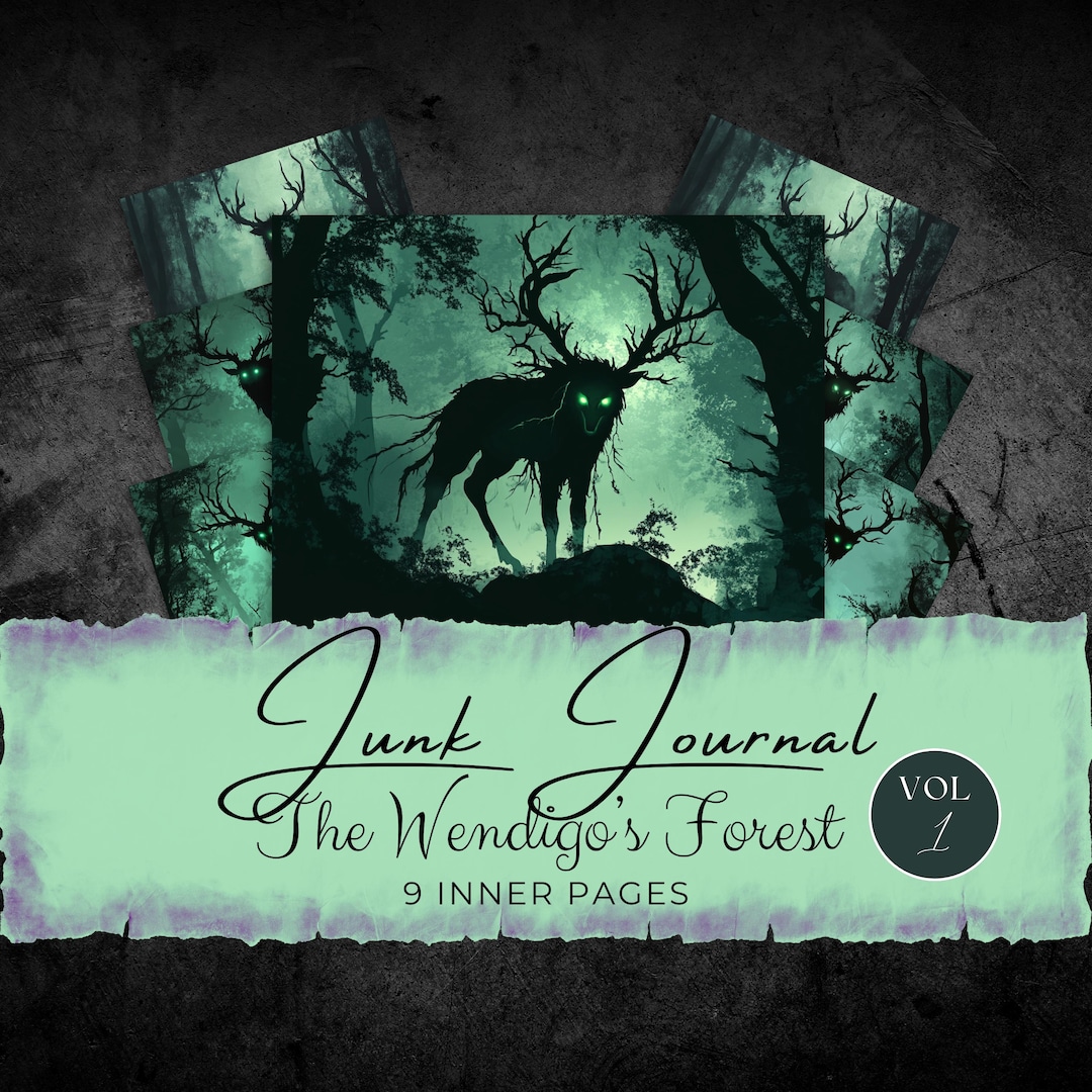 Dark Fantasy Junk Journal, Wendigo Haunted Forest, Printable Scrapbook ...