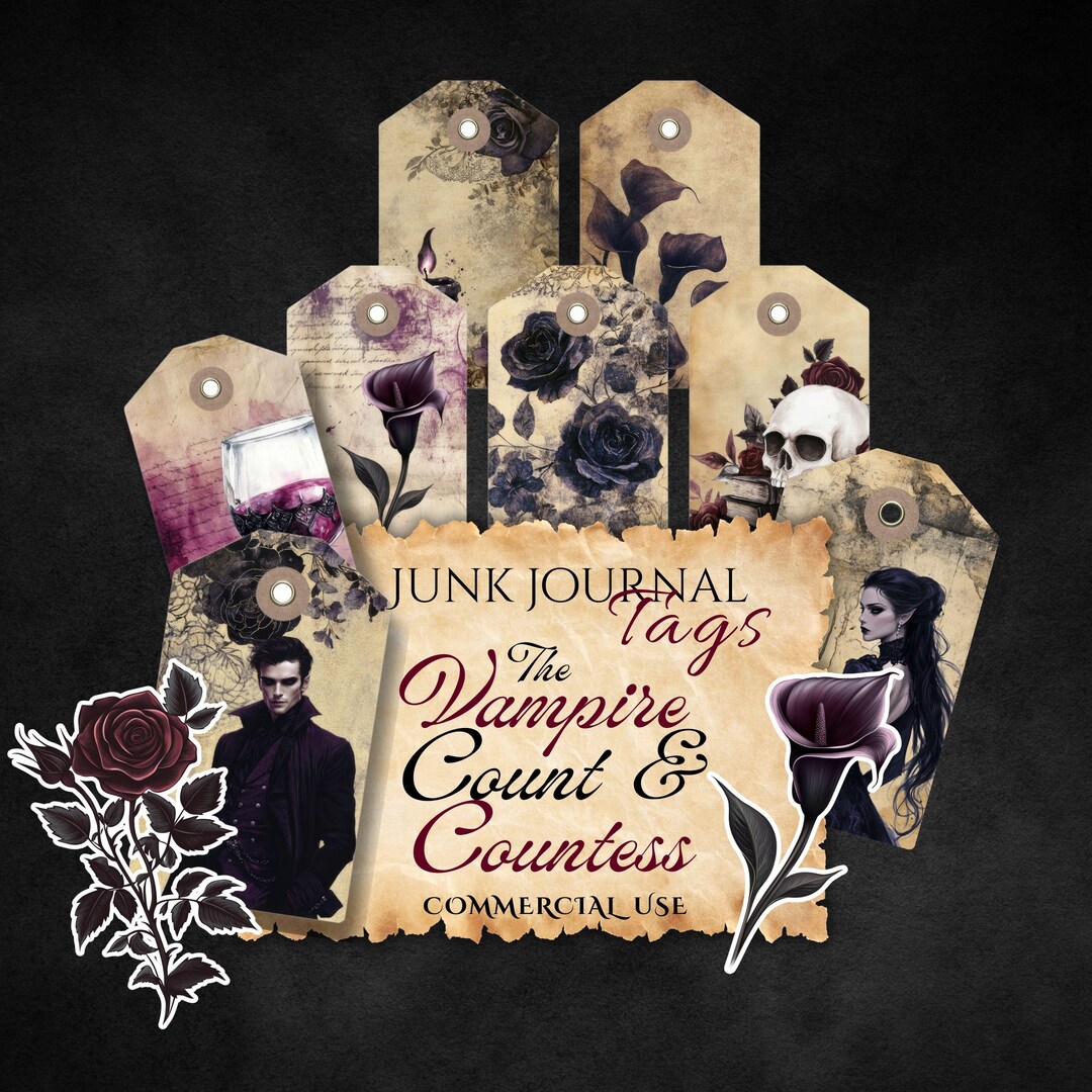 Vampire Junk Journal Paper: Gothic Ephemera Tags (digital Download, 8 ...