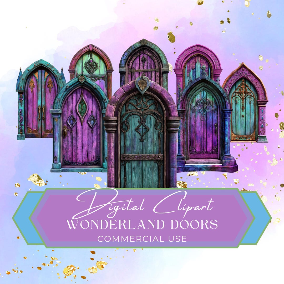 Wooden Door Clipart, Colorful Wonderland Doorframes X8 | Commercial Use ...