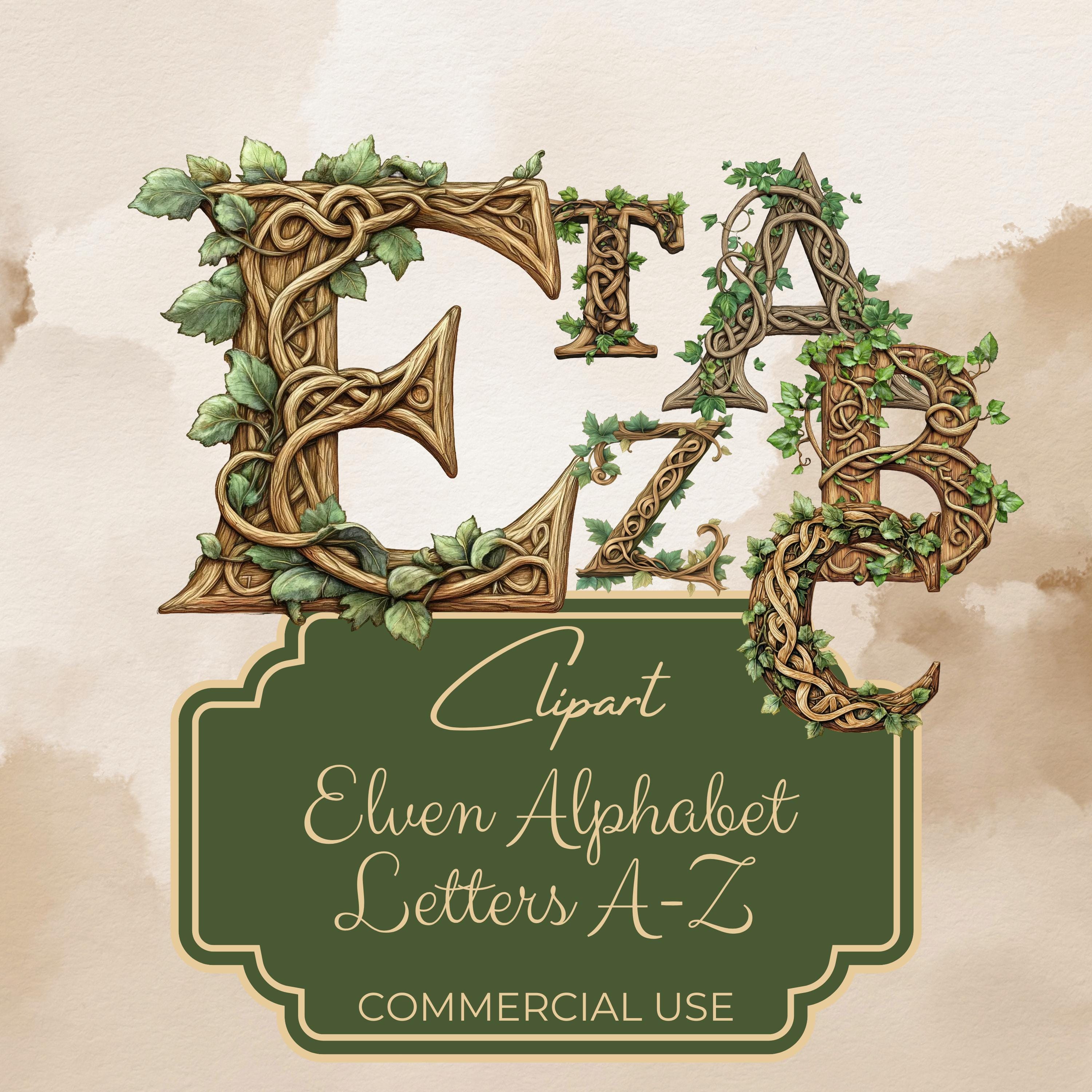 Elven Alphabet Letters Clipart X26 { Commercial Use } Enchanted Forest ...
