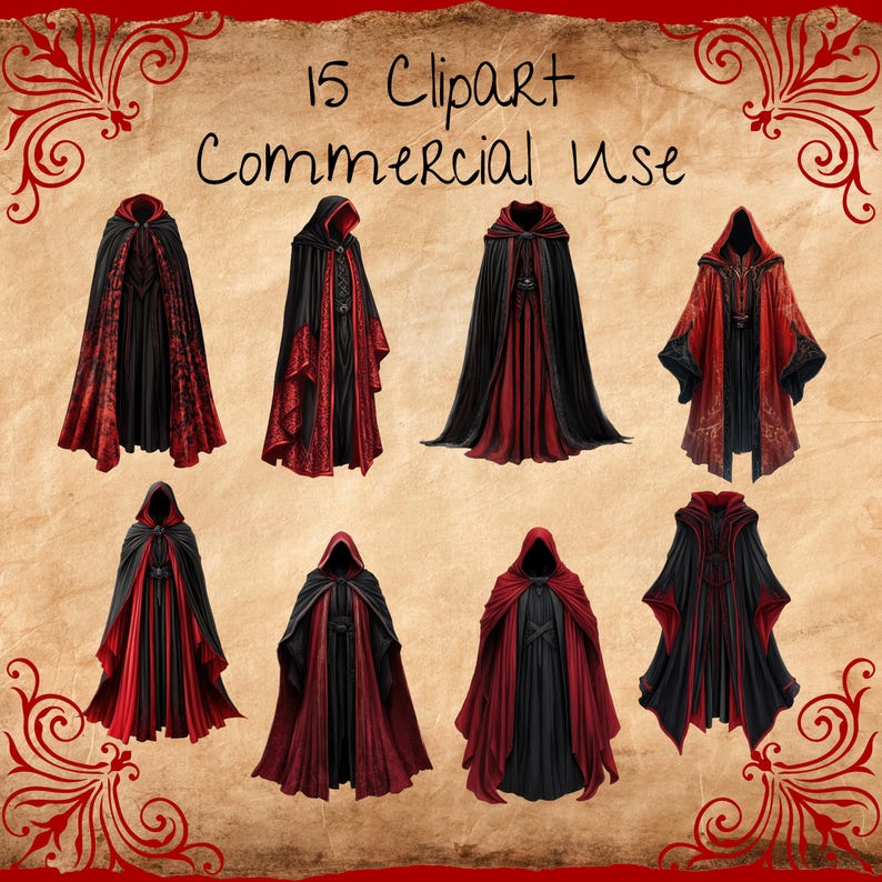 Wizard Robe Clipart: Medieval Fantasy RPG, Commercial Use (digital ...