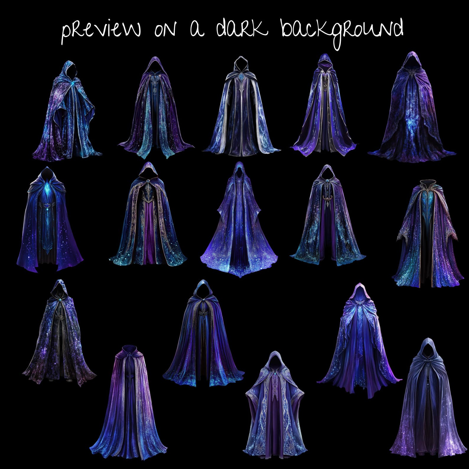 Wizard Robe Clipart: Purple Starry Fantasy Robes (commercial Use) Fan37 ...