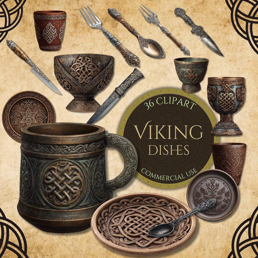 Viking Dishes Clipart: Norse Mythology Junk Journal Ephemera ...