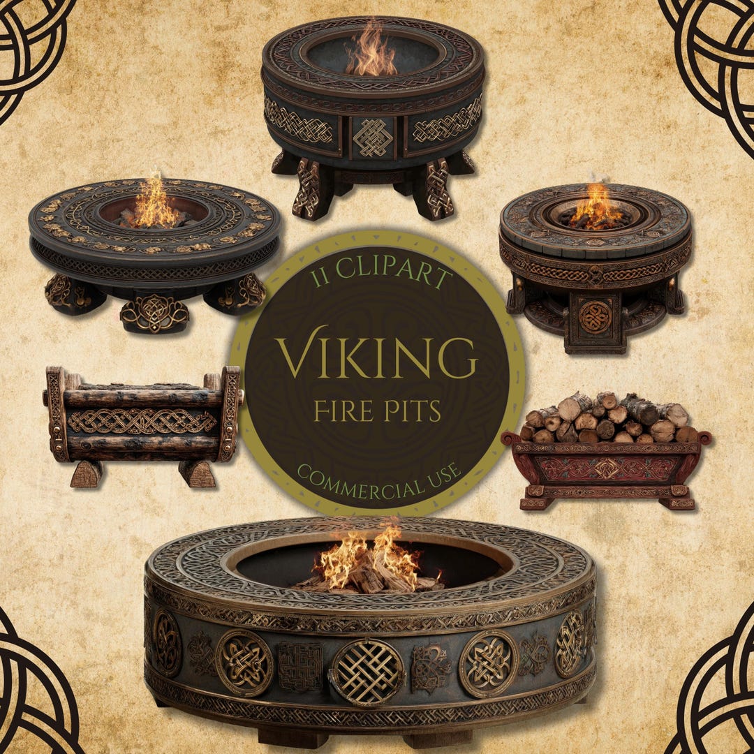 Viking Fire Pits Clipart: Norse Mythology Pngs for Junk Journals ...