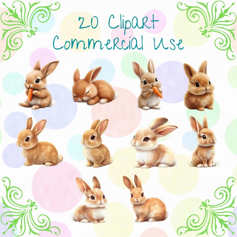 Watercolor Bunny Clipart: Woodland Animals, Rustic Flora (digital ...