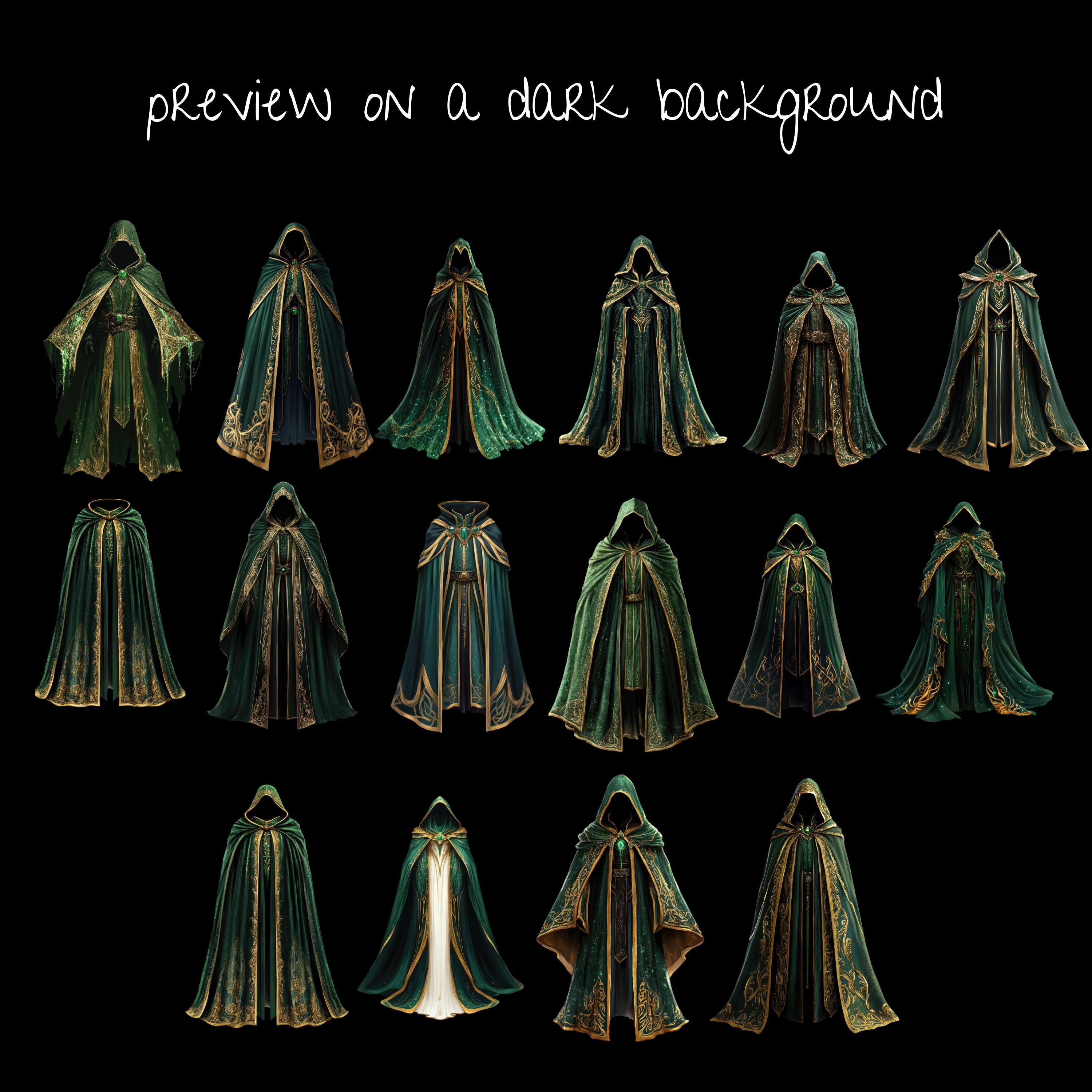 Wizard Robe Clipart X16 | Commercial Use, Green & Gold, Spellcaster ...