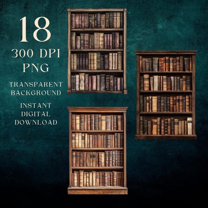 Old Book Page Clipart X18 | Commercial Use | Rustic Books & Bookshelves ...