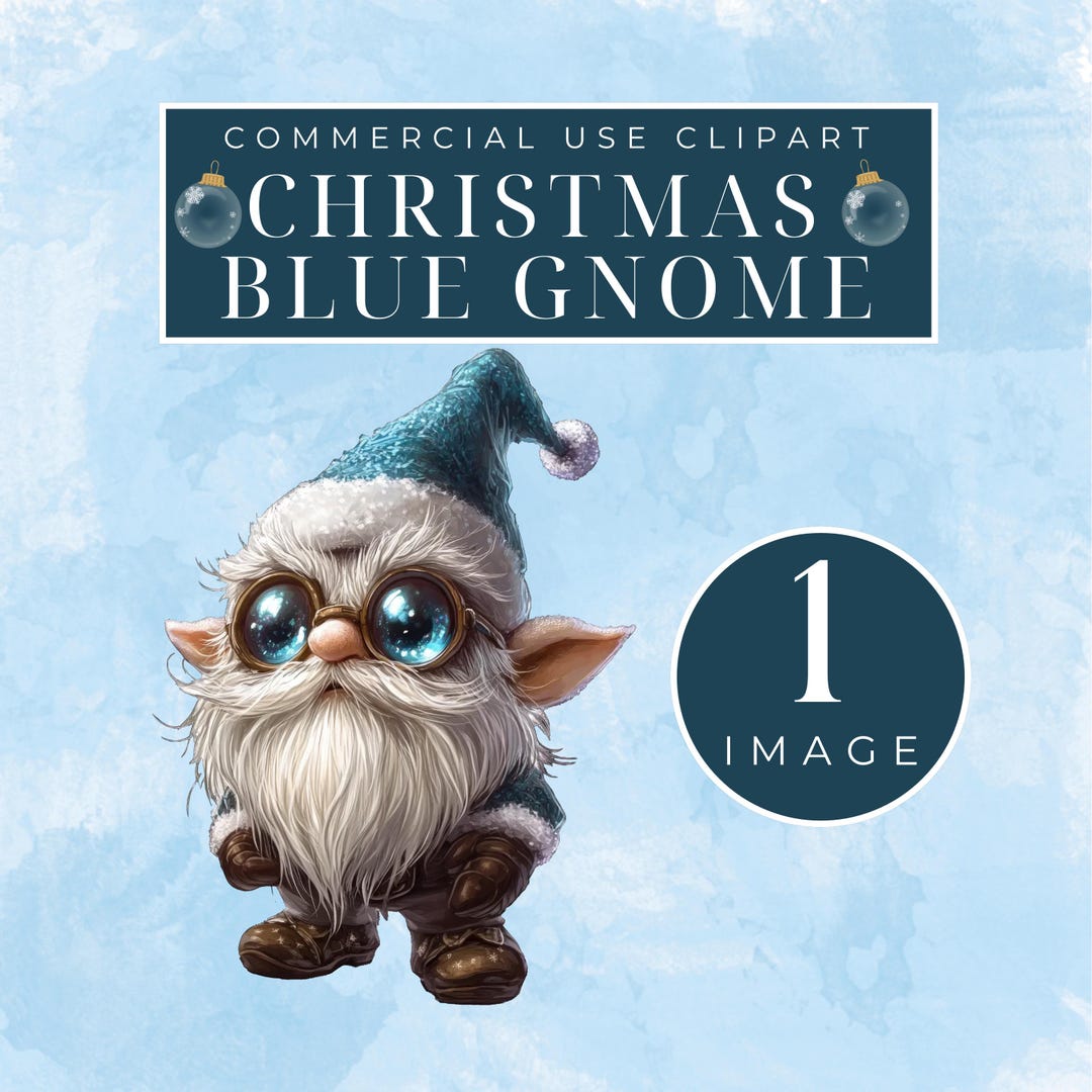 Quirky Gnome Clipart Digital, Commercial Use, Christmas Blue Chibi ...