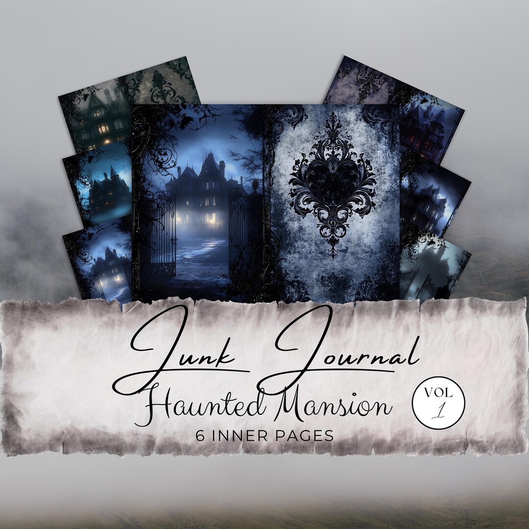 Haunted Mansion Junk Journal Pages X6 | Commercial Use | Halloween ...
