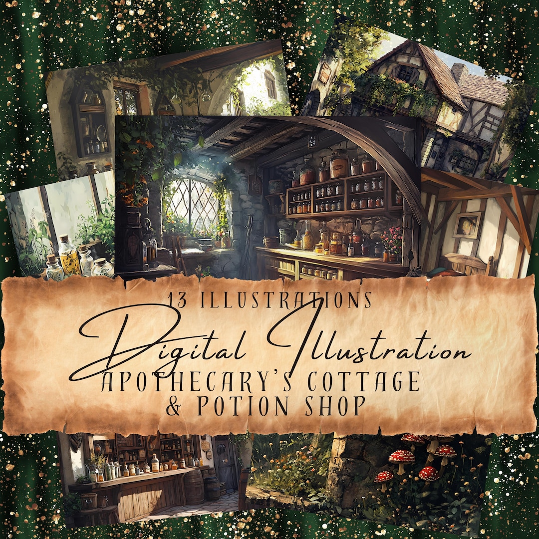 Apothecary Junk Journal Pages Cottage & Potion Shop, Commercial Use, 13 ...