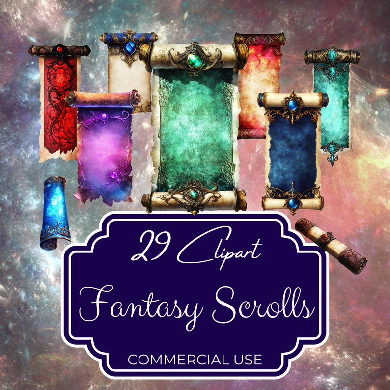 Digital Clipart Parchment Paper Fantasy Scrolls X29, Commercial Use ...