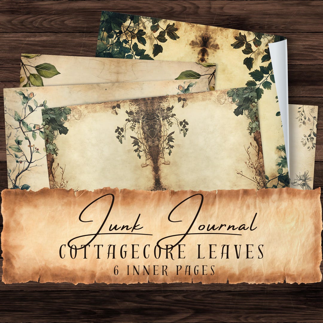 Cottagecore Junk Journal Pages: Foliage Leaf Design (digital Download ...