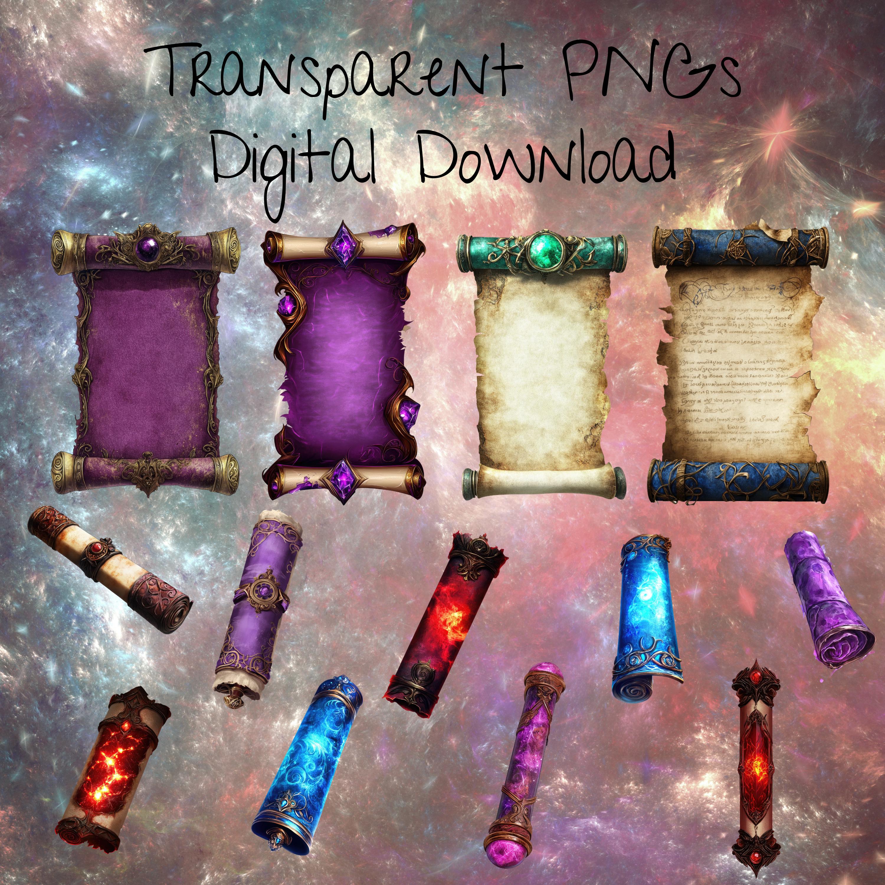 Fantasy Scroll Clipart: Magical RPG Parchment Paper Graphics (PNG ...