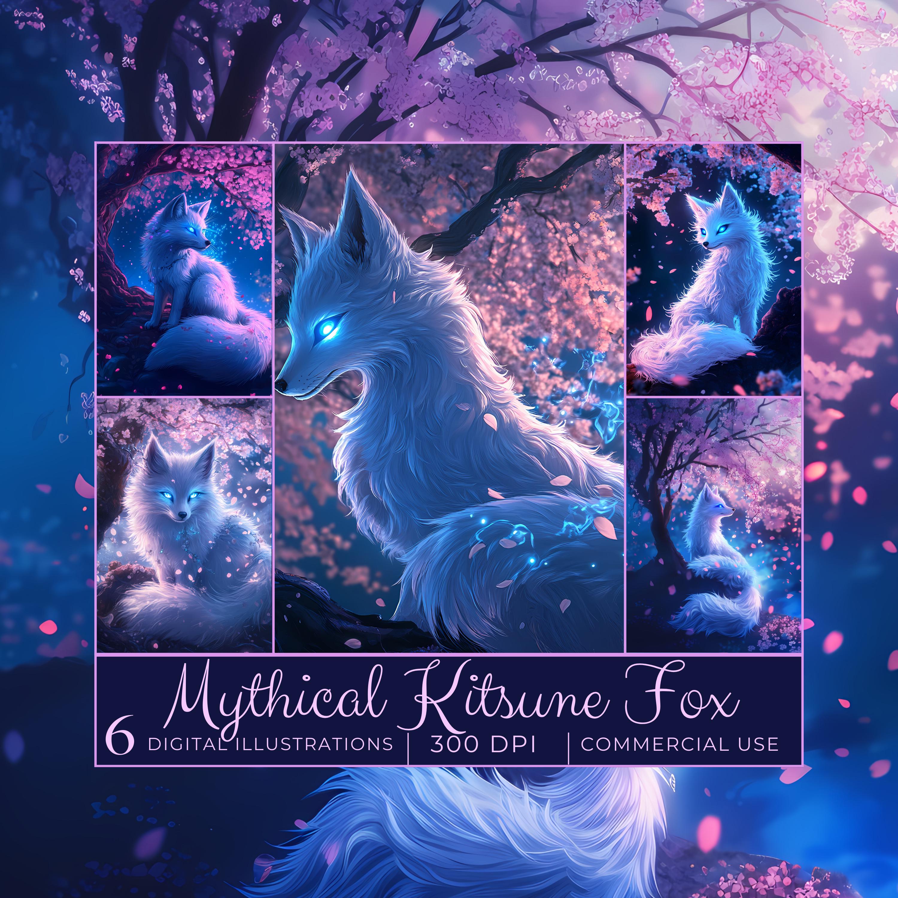 Kitsune Art Print | Commercial Use | Mythical Fox DIY Junk Journal ...