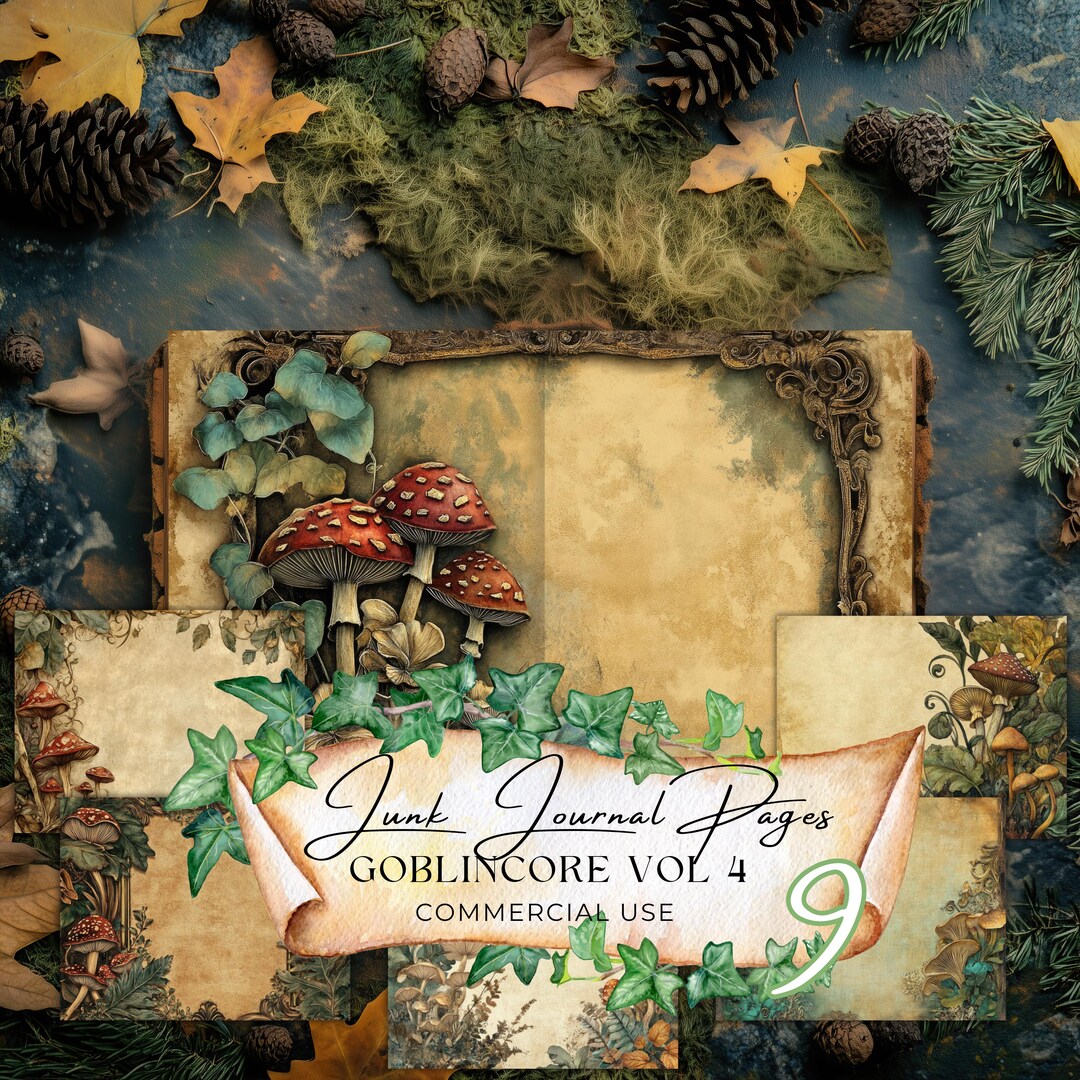 Mushroom Junk Journal Printable Pages Commercial Use Scrapbooking Paper ...