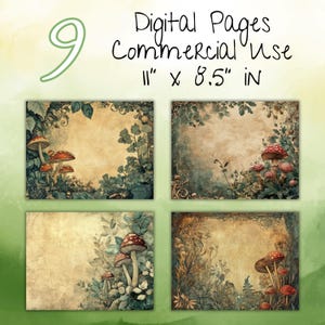 Mushroom Junk Journal Printable Pages Commercial Use Scrapbooking Paper ...