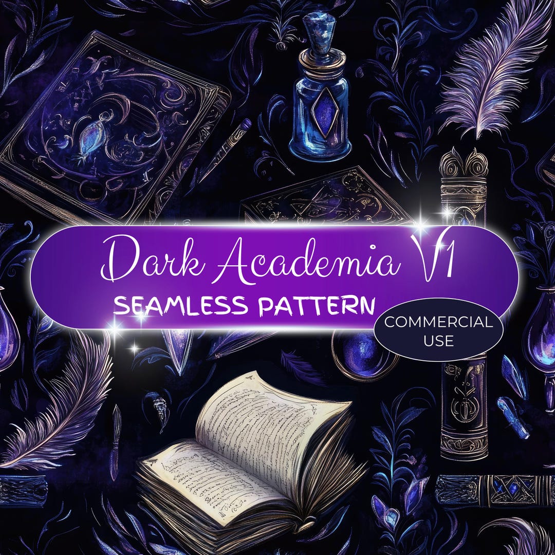 Dark Academia Seamless Pattern, Vol 1, Vintage Book Texture, Potion ...