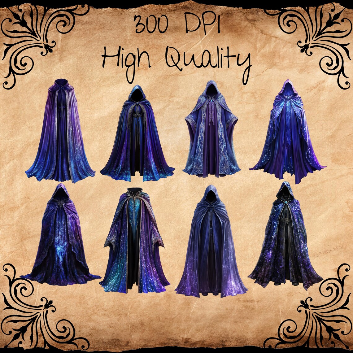 Wizard Robe Clipart: Purple Starry Fantasy Robes (commercial Use) Fan37 ...