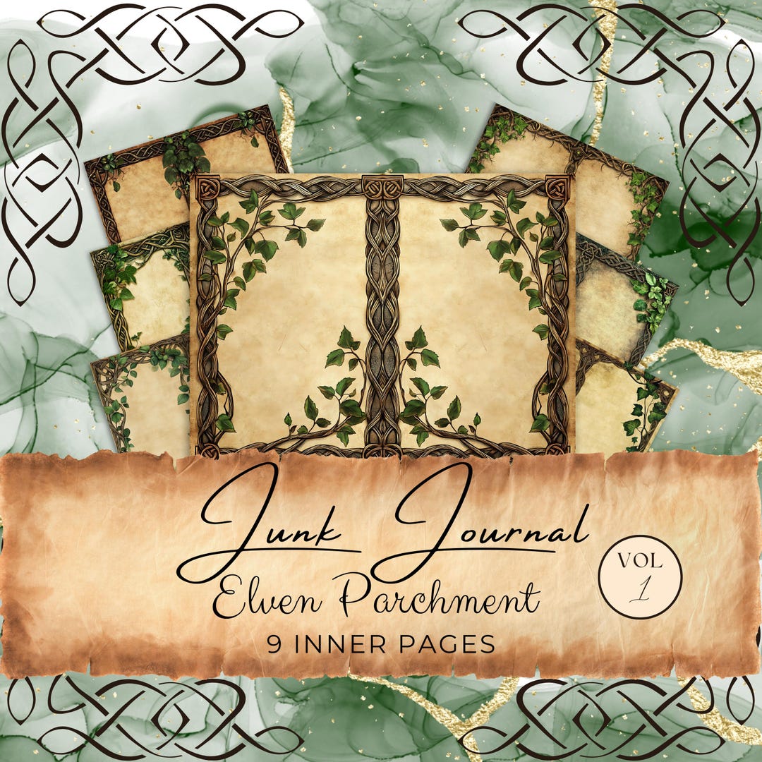 Elven Junk Journal Pages: Celtic Knot, Ivy Vine (digital Download ...