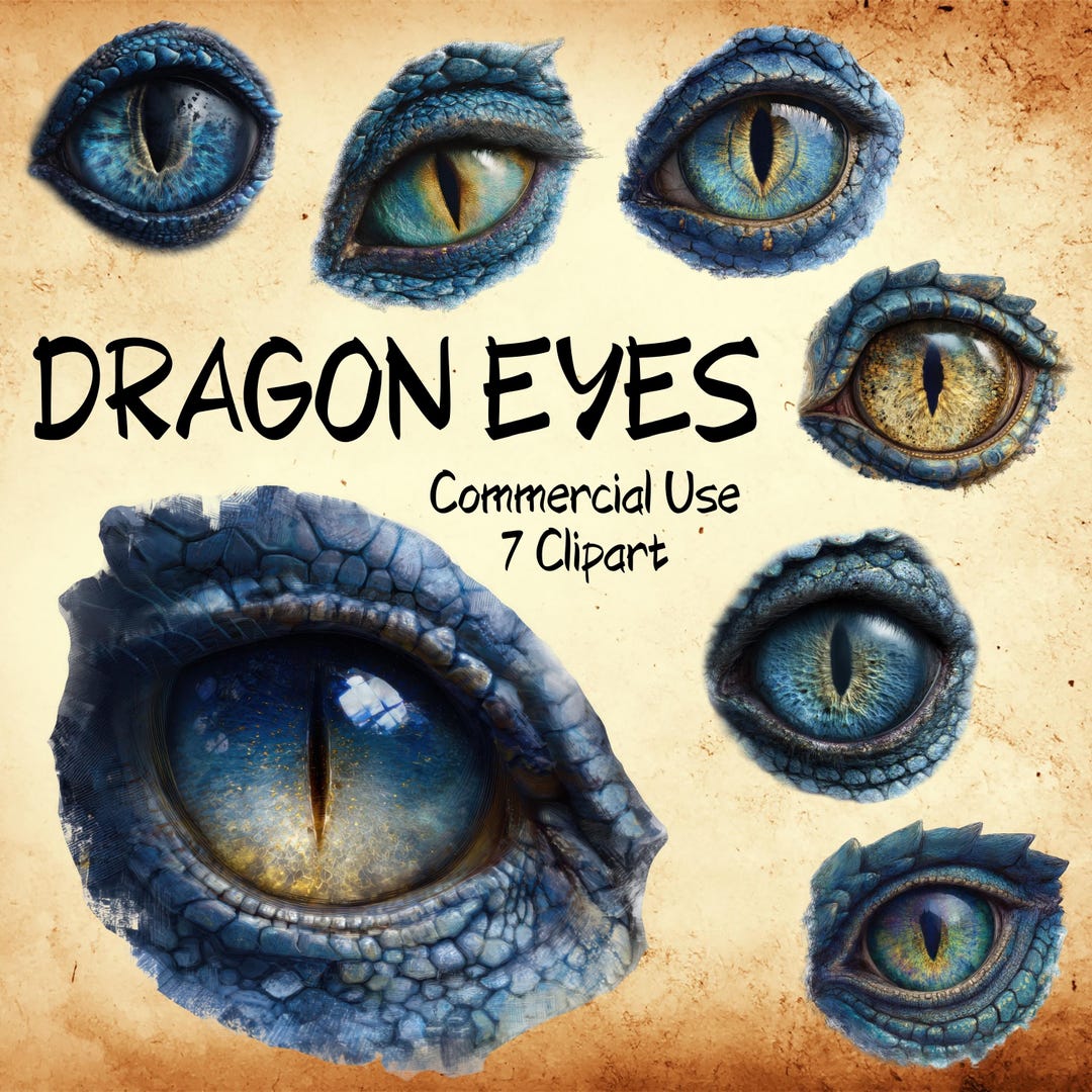 Dragon Eye Clipart Set: Blue Reptile Scale Pngs (commercial Use ...