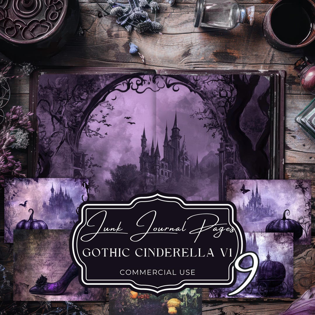 Gothic Fairy Tale Junk Journal Cinderella Page X8, Commercial Use ...
