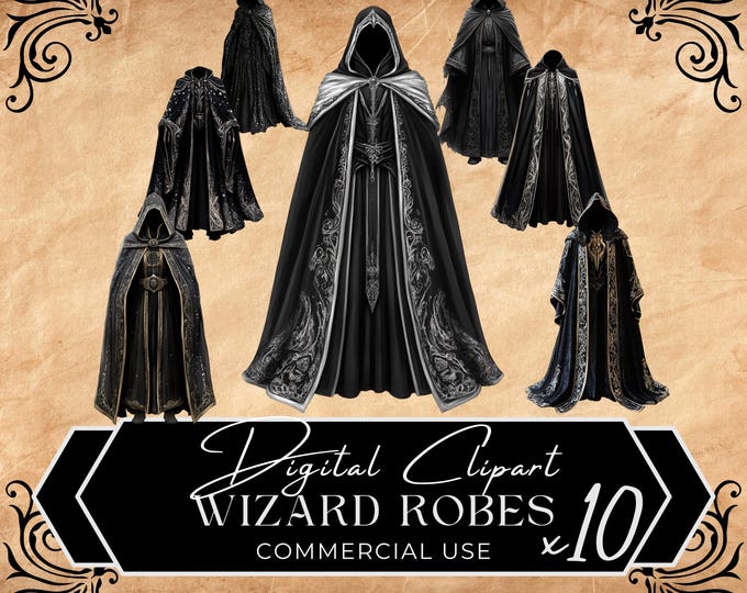 Wizard Robes Clipart Magic Cloak PNG Cosplay Robe Clipart Digital ...