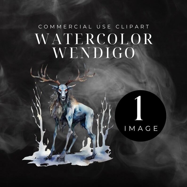 Wendigo Clipart | Watercolor Illustration | Commercial Use | Scrapbook ...