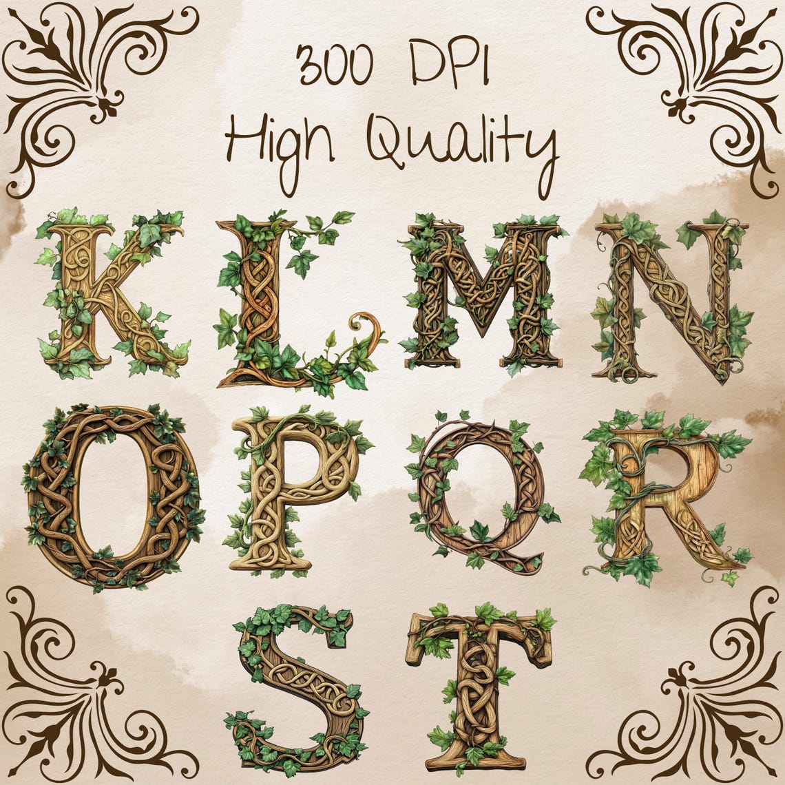 Elven Alphabet Letters Clipart X26 { Commercial Use } Enchanted Forest ...