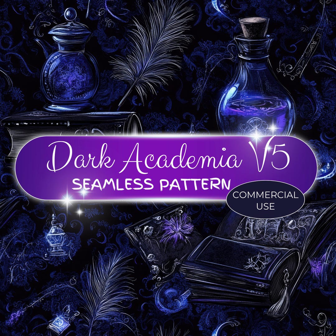 Dark Academia Seamless Pattern, Vol 5, Vintage Book Texture, Potion ...