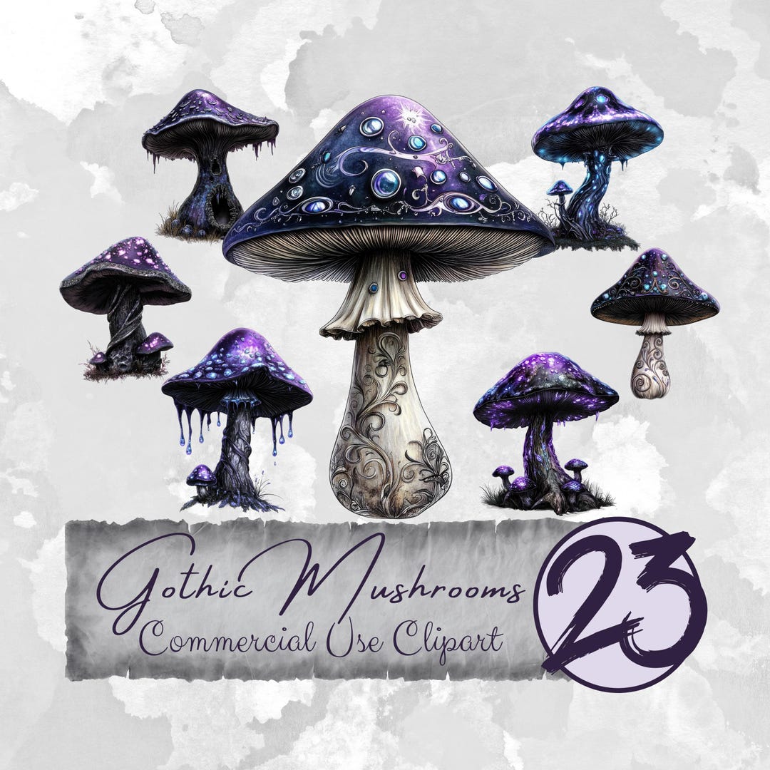 Mushroom Clipart, Gothic Spooky Fungus X23 { Commercial Use } Digital ...