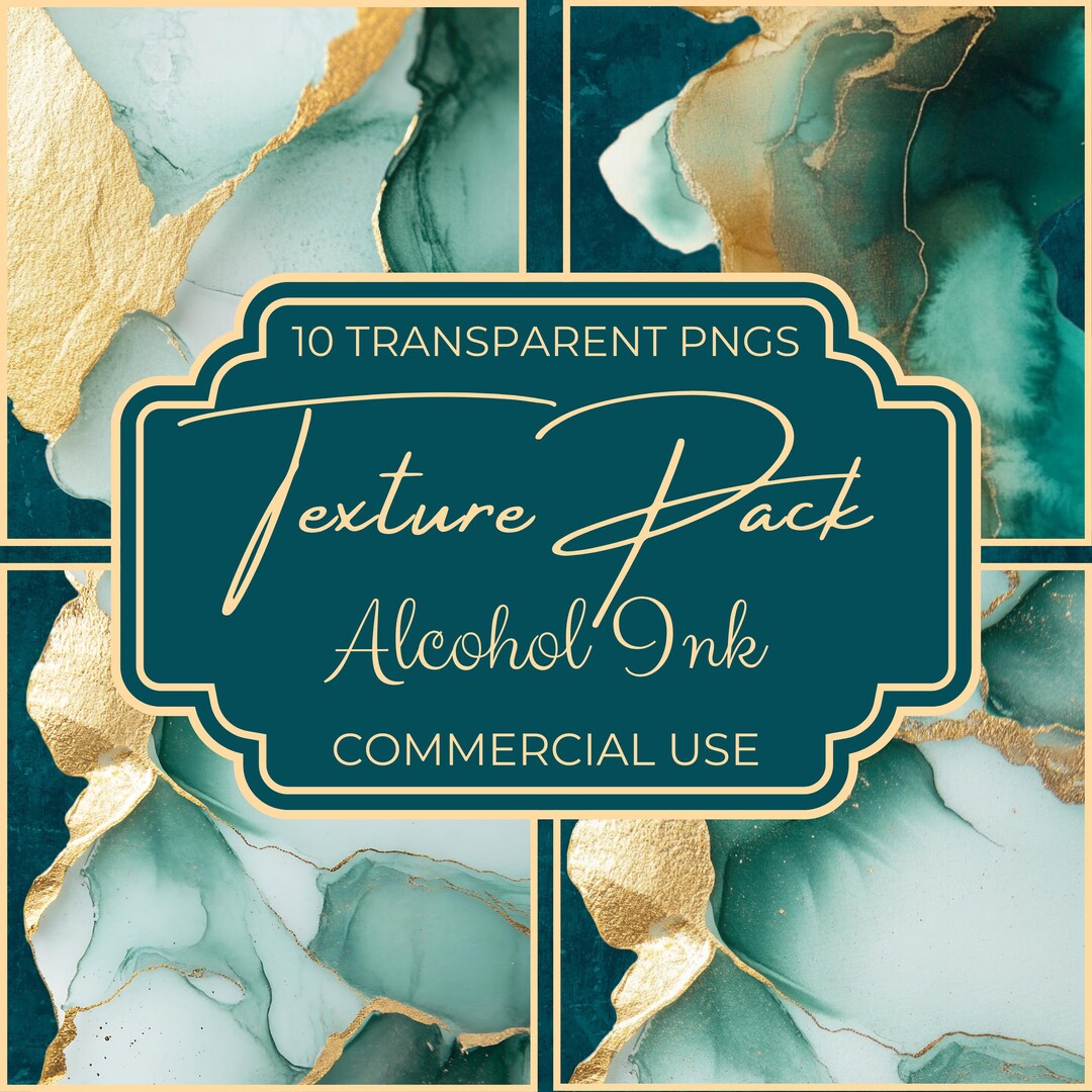 Teal & Gold Marble Alcohol Ink Textures: Transparent PNG Clipart ...