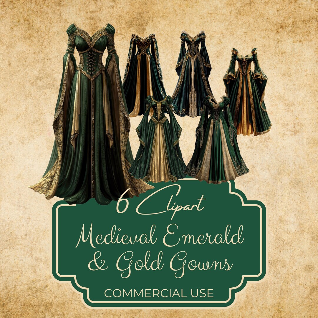Medieval Dress Clipart X6, Commercial Use, Instant Digital Download ...