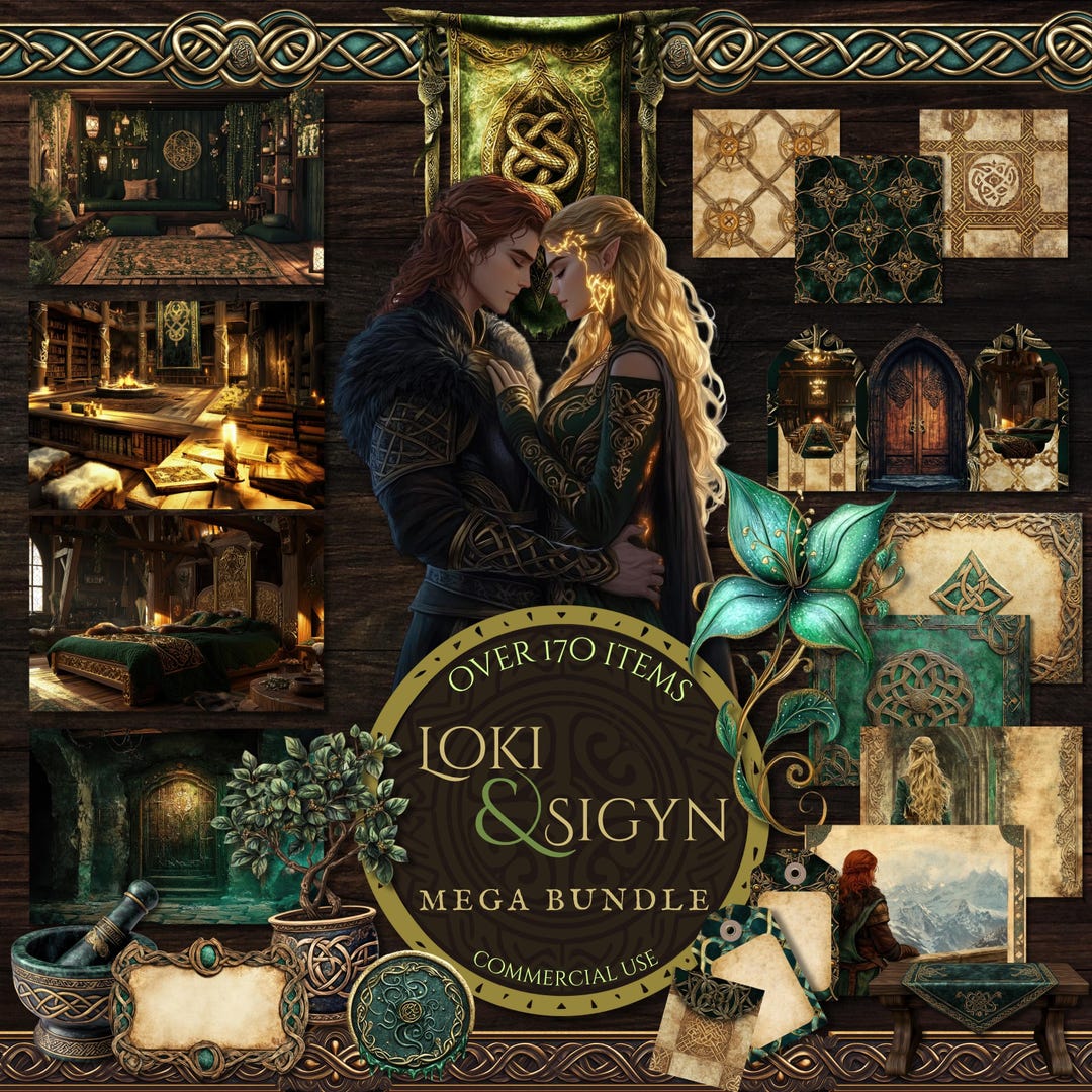 Loki & Sigyn Mega Bundle, Norse Mythology Junk Journal Kit, Nordic ...