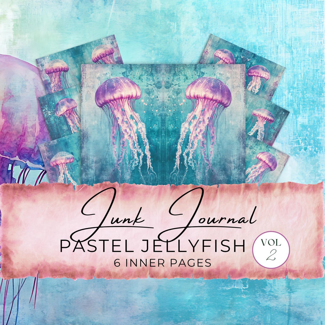Jellyfish Junk Journal Pages: Pastel Watercolor Scrapbook Paper ...