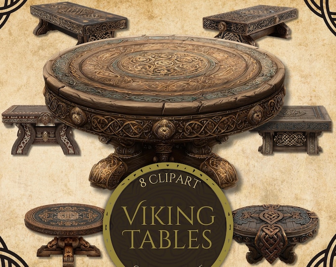 Viking Table Clipart: Norse Tavern Decor, RPG Graphics (PNG Download ...