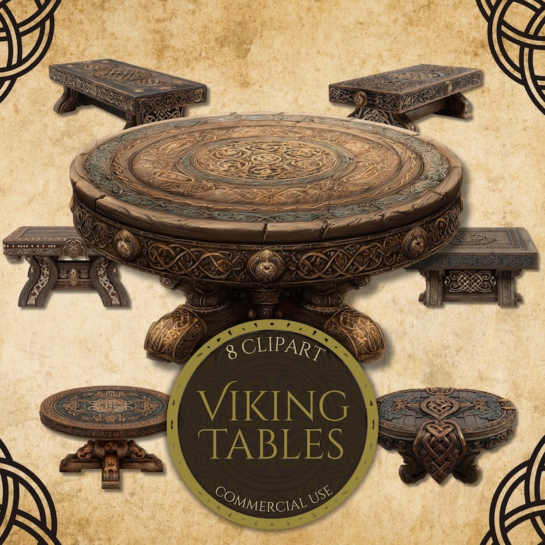 Viking Table Clipart: Norse Tavern Decor, RPG Graphics (PNG Download ...