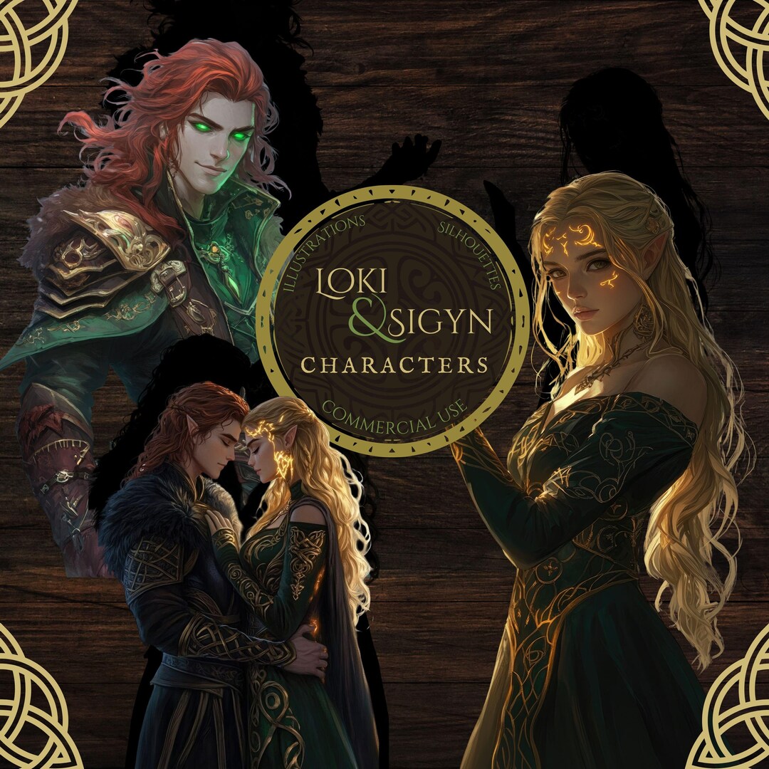 Loki & Sigyn Character Art, Norse Mythology Ephemera, Nordic Gods ...