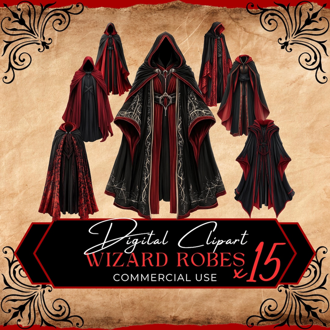 Wizard Robe Clipart: Medieval Fantasy RPG, Commercial Use (digital ...