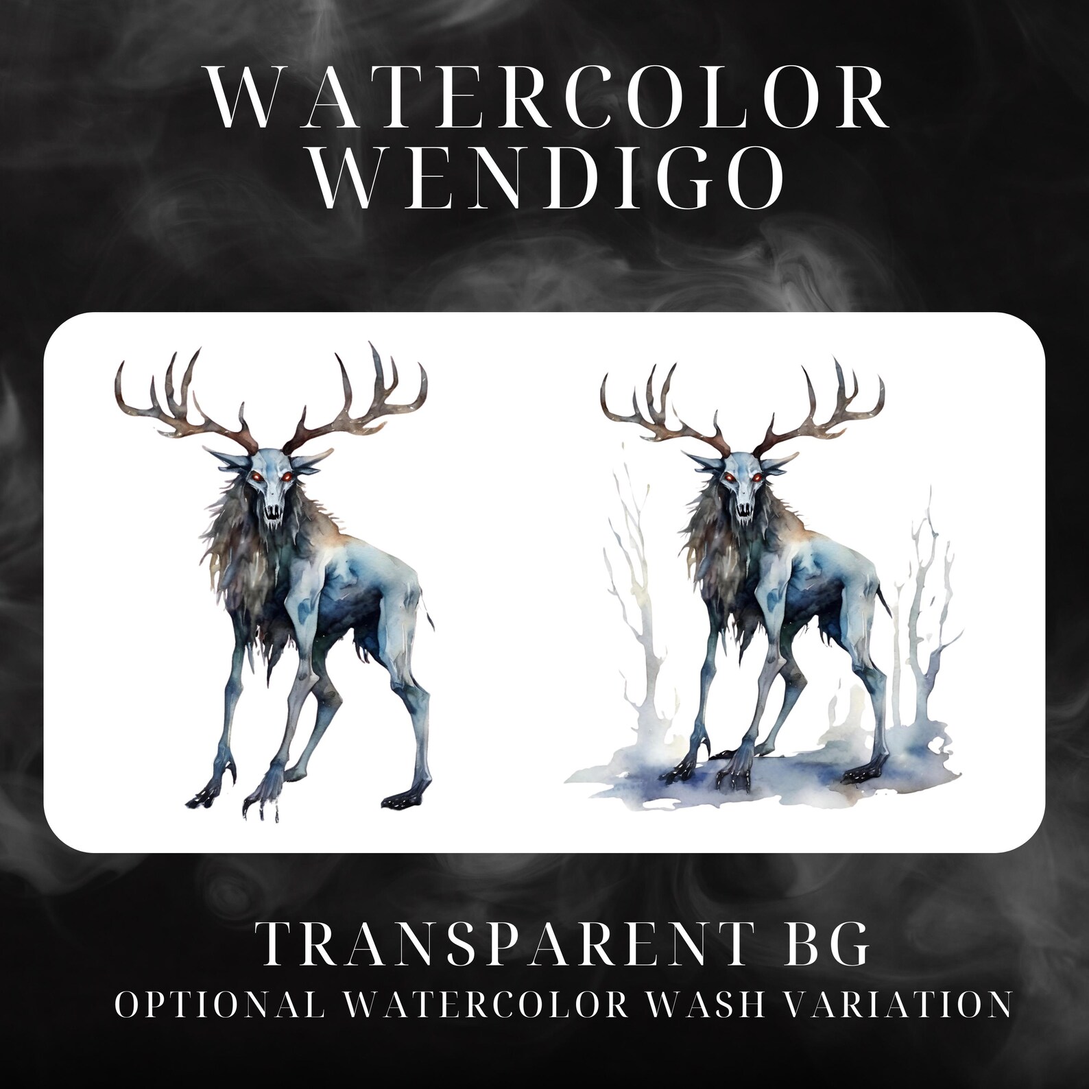Wendigo Clipart | Watercolor Illustration | Commercial Use | Scrapbook ...