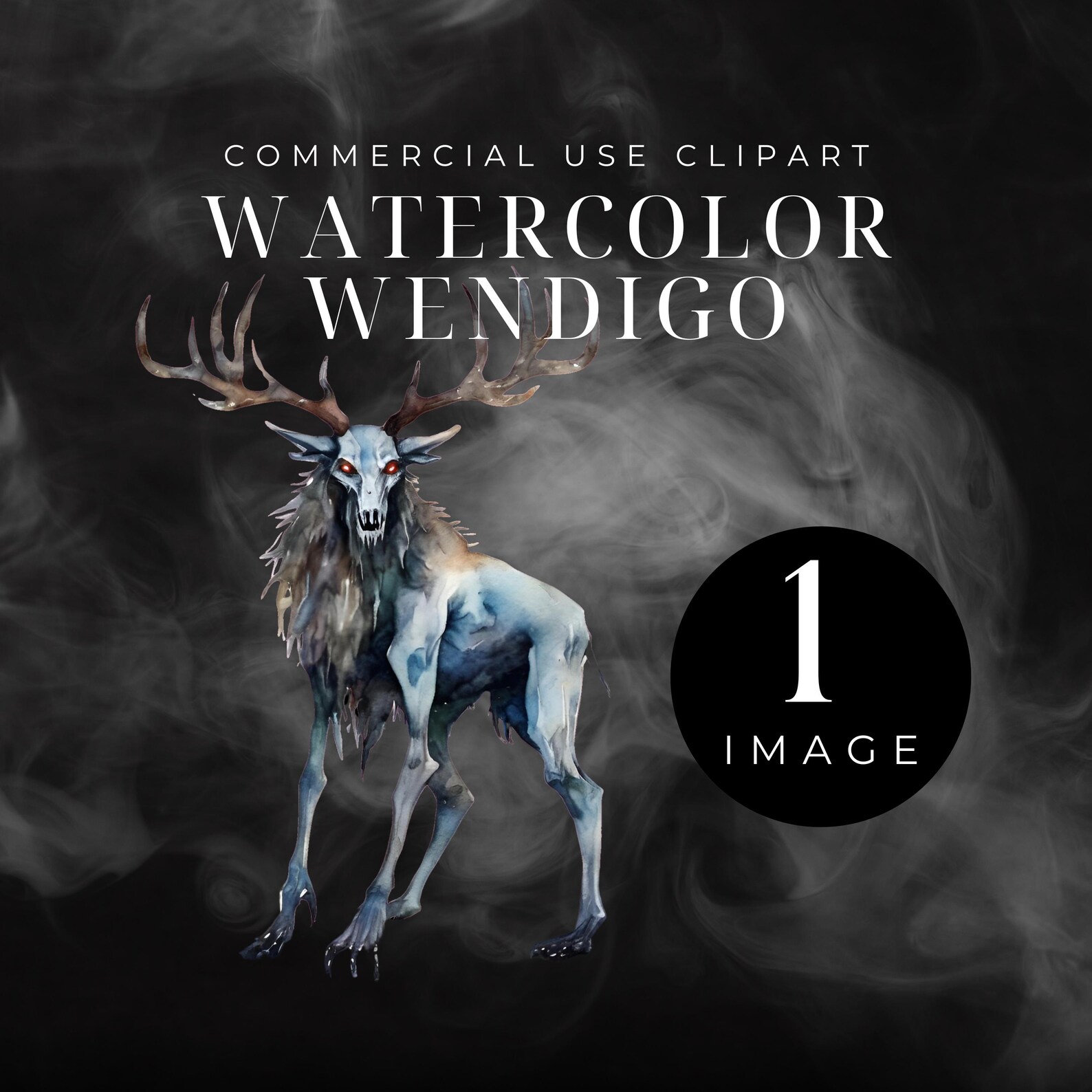 Wendigo Clipart | Watercolor Illustration | Commercial Use | Scrapbook ...