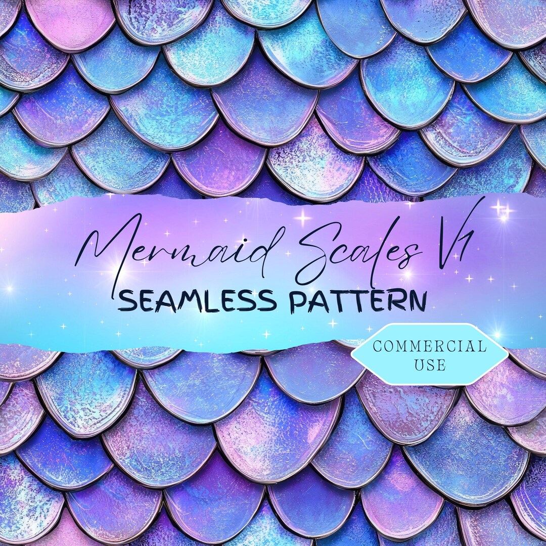Mermaid Scale Seamless Pattern, Vol 1, Digital Paper, Ocean Junk ...