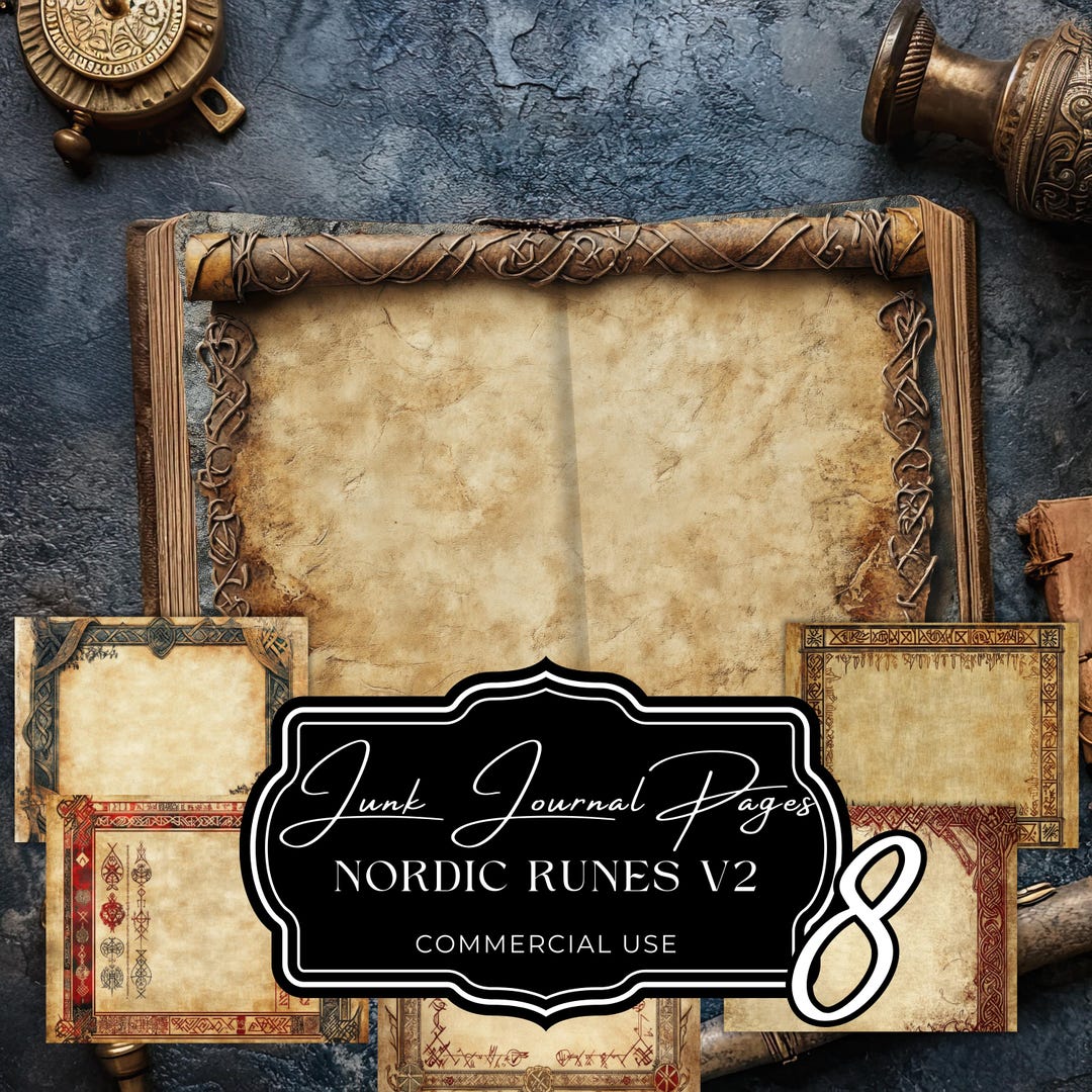 Norse Runes Junk Journal Pages: Viking Parchment Scrapbook Paper ...