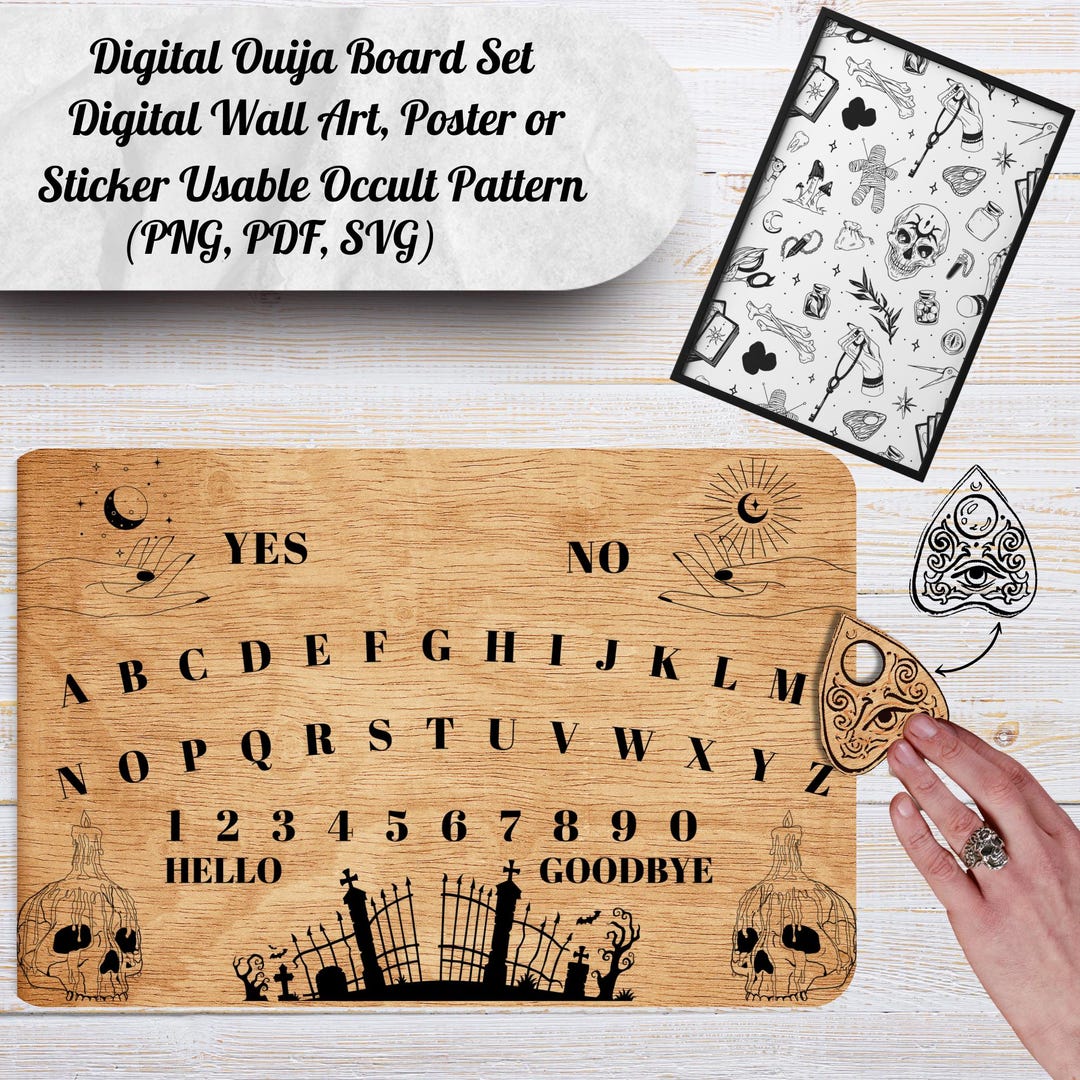 Printable Ouija Board Set, Wall Art, Poster, Sticker, Png, Svg, Pdf ...