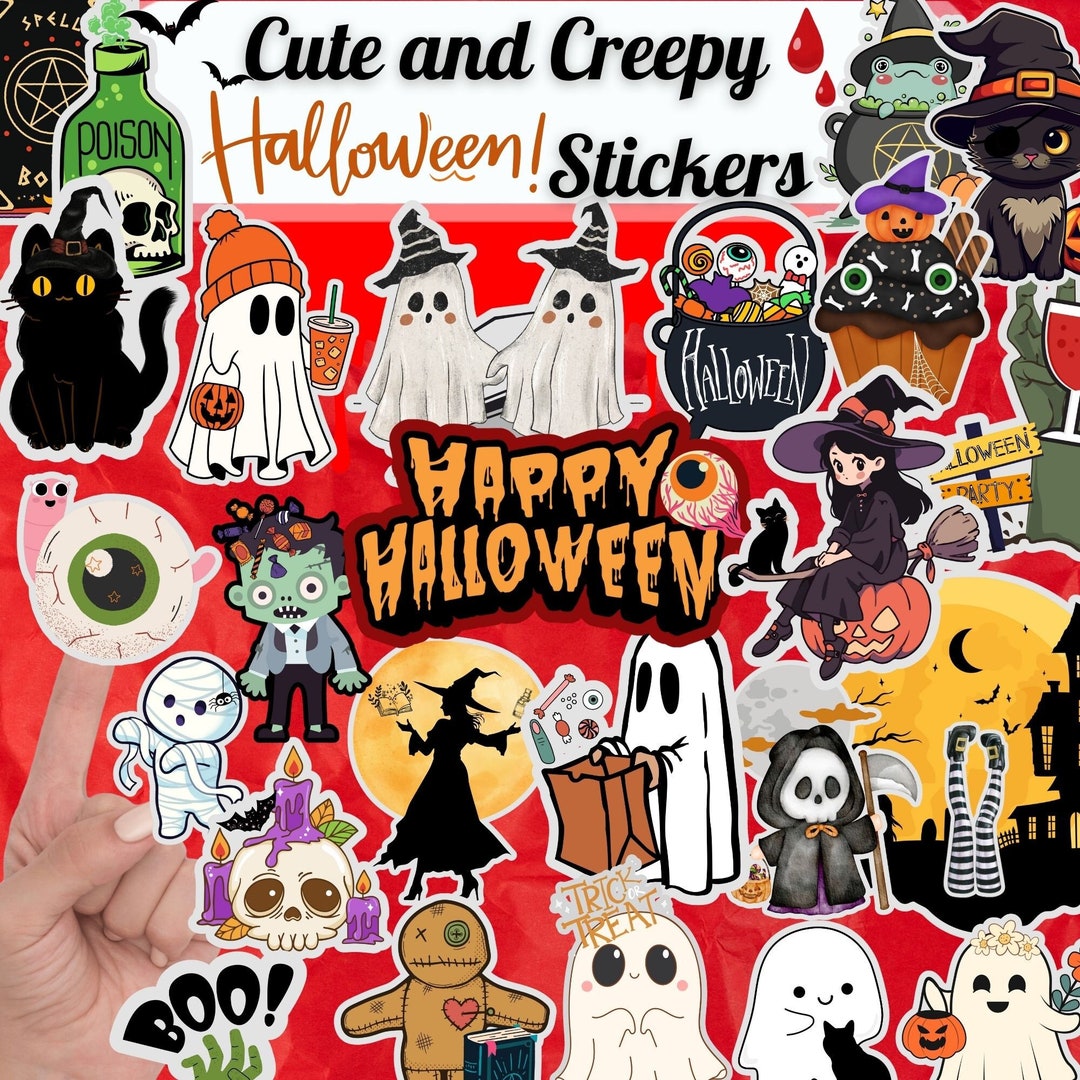 80 Sweet and Creepy Halloween Stickers, Horror, Scary Okült Pack ...