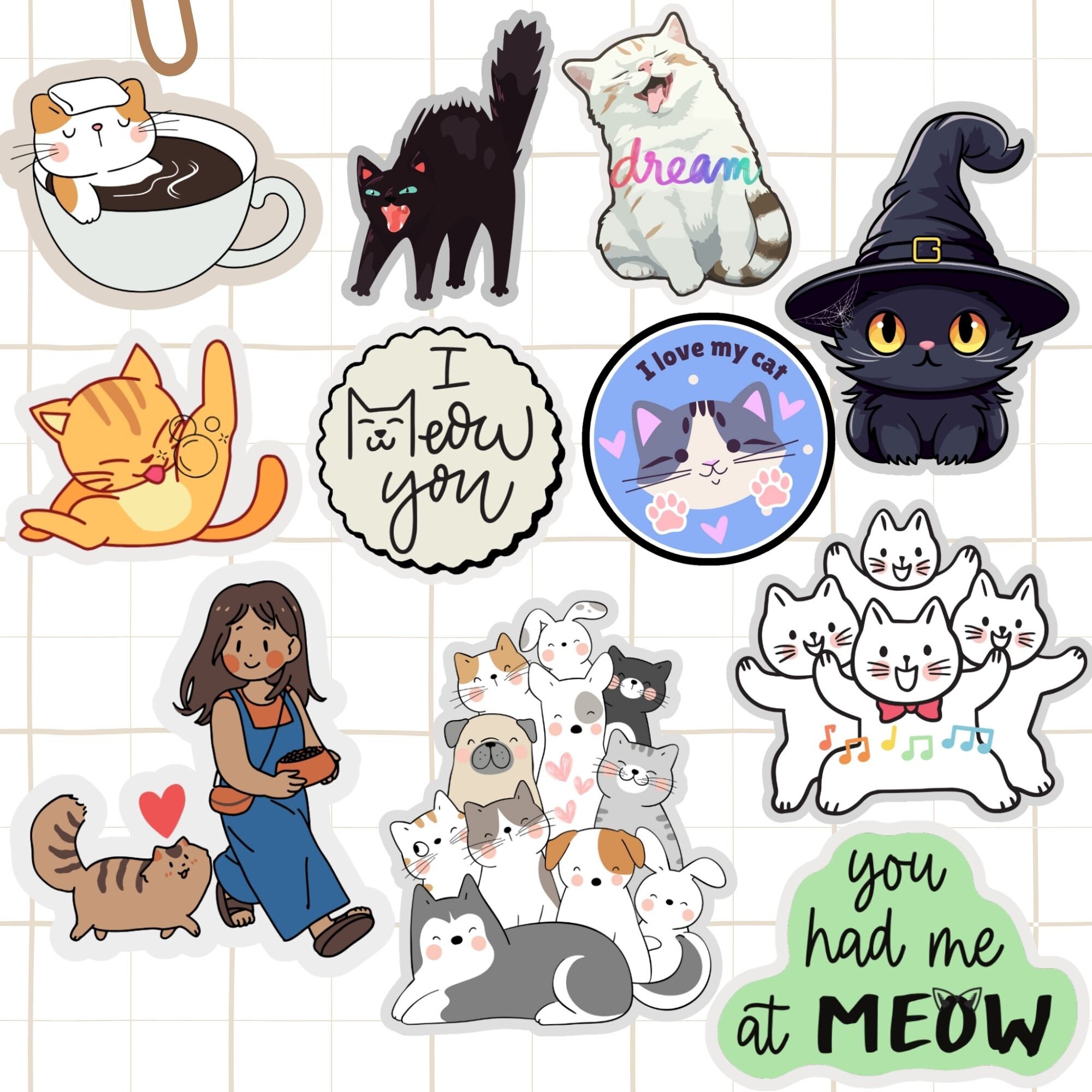 40 Cute Cat Mode Stickers, Cat Owner Slogans (digital Download) - Etsy