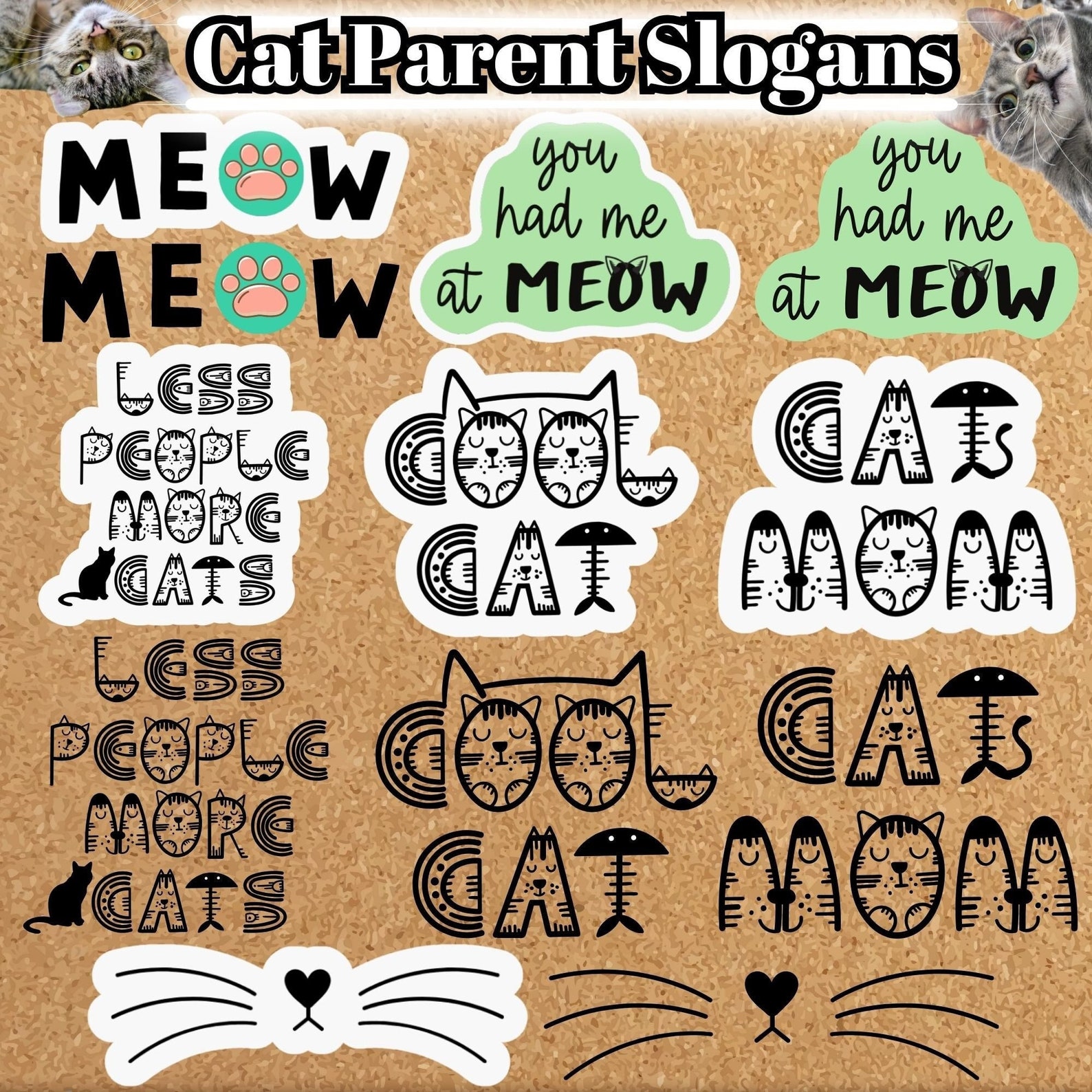 Cat Parent Slogans and Sayings Large Digital SVG + PDF Sticker or ...