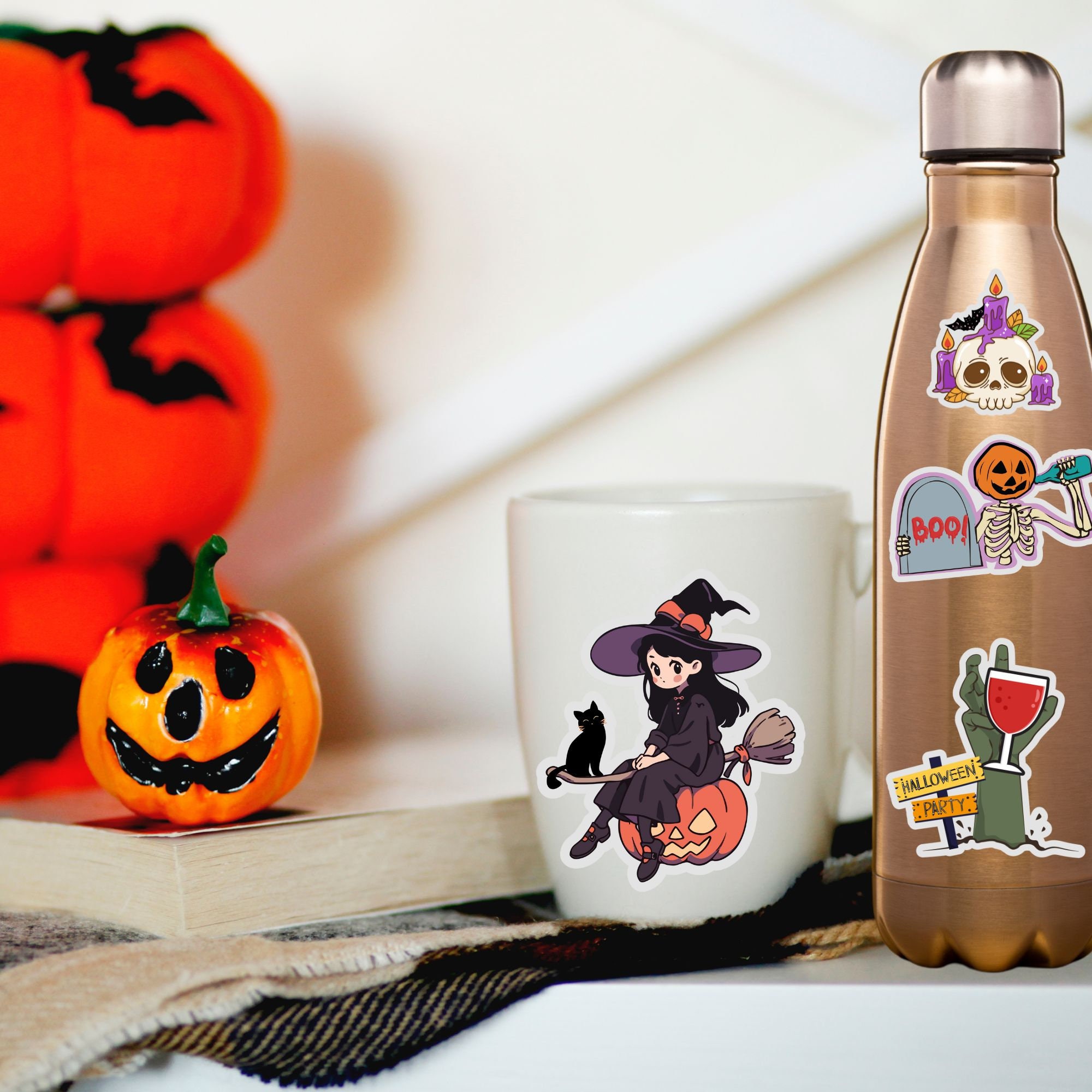 80 Spooky Halloween Stickers, Ghosts, Witches, Haunted Houses (PNG, SVG ...